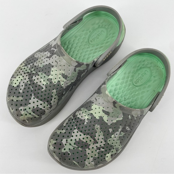 CROCS | Shoes | Crocs Literide Womens Clogs Gray Mint Green Camouflage ...